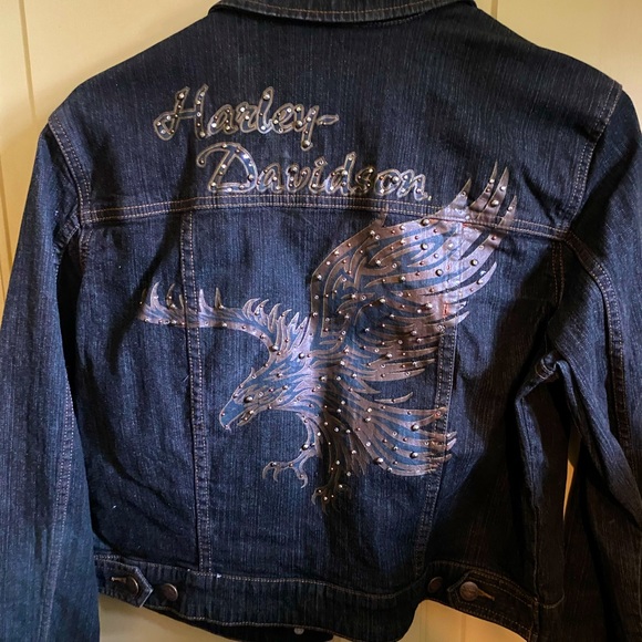 Jackets & Coats | Ladies Harley Davidson Jean Jacket Really Nice ...